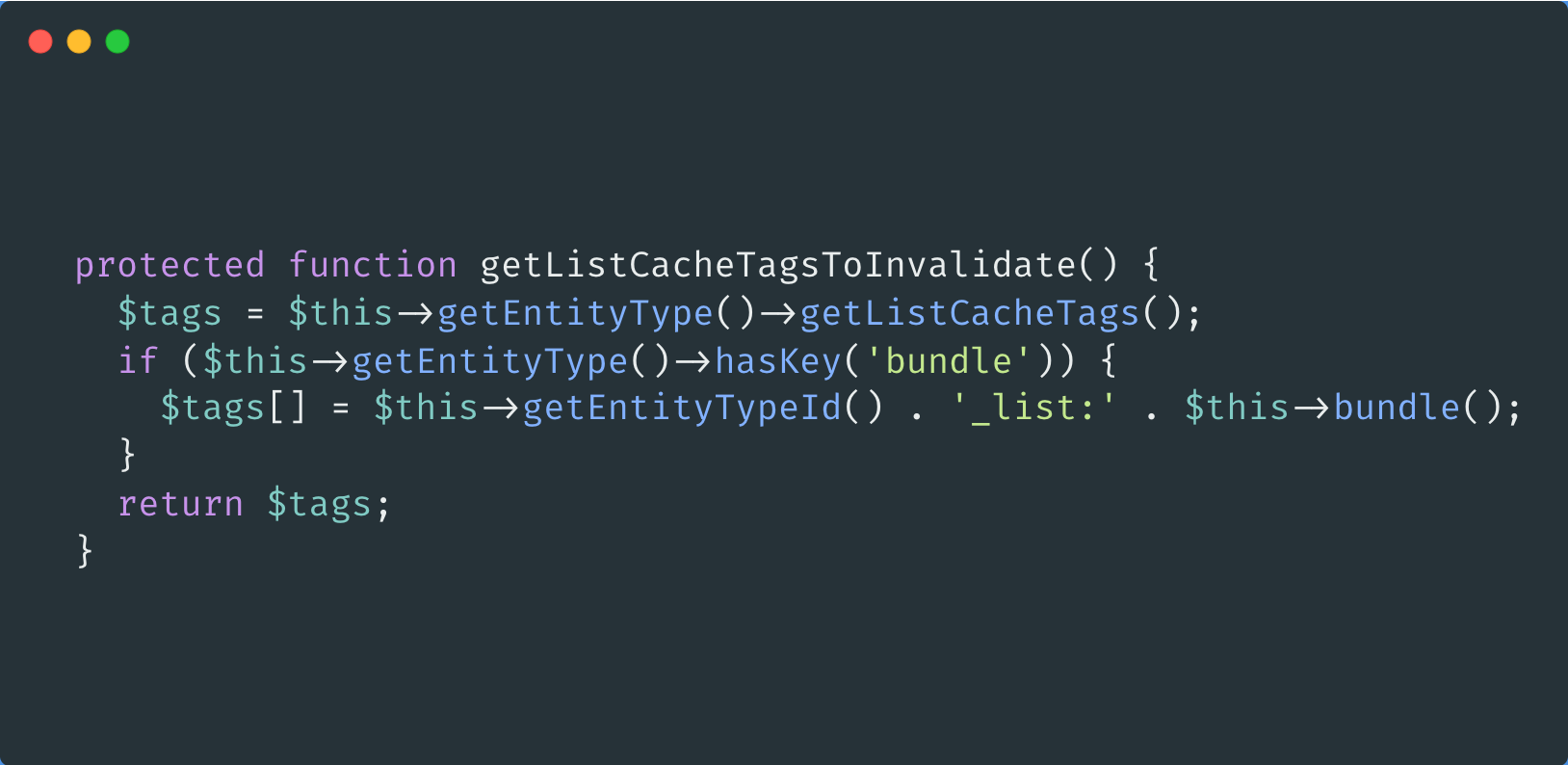 Using the bundle specific list cache tag for entity types Using the bundle specific list cache tag for entity types