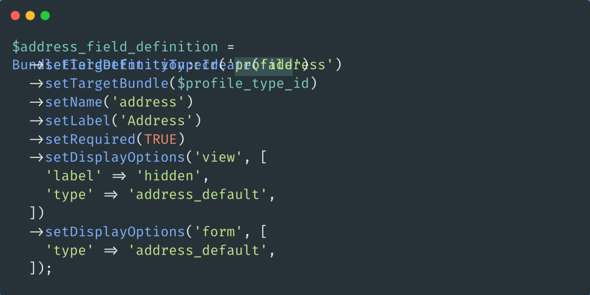 Creating fields programmatically and not through field configuration