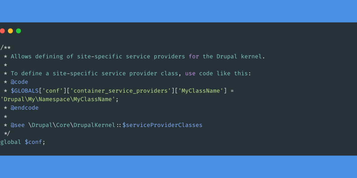 Registering services to the Drupal service container without a module